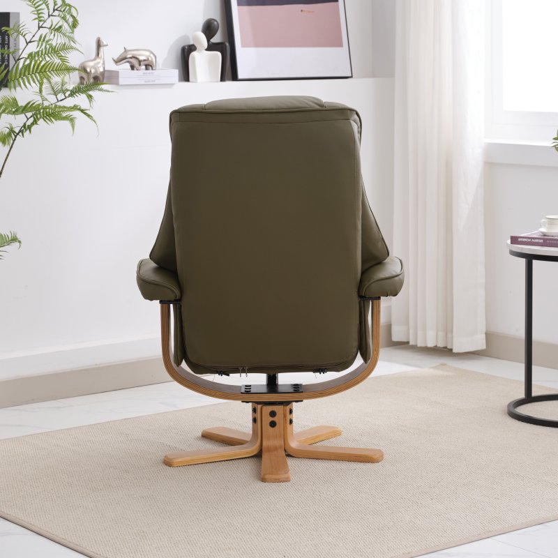 Sardinia Olive Green Leather Chair & Stool | Aldiss Norfolk