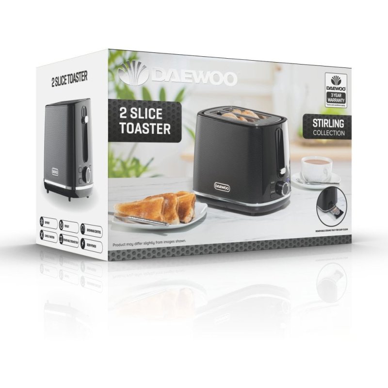 Daewoo Stirling 1.7L 2 Slice Toaster Black | Aldiss