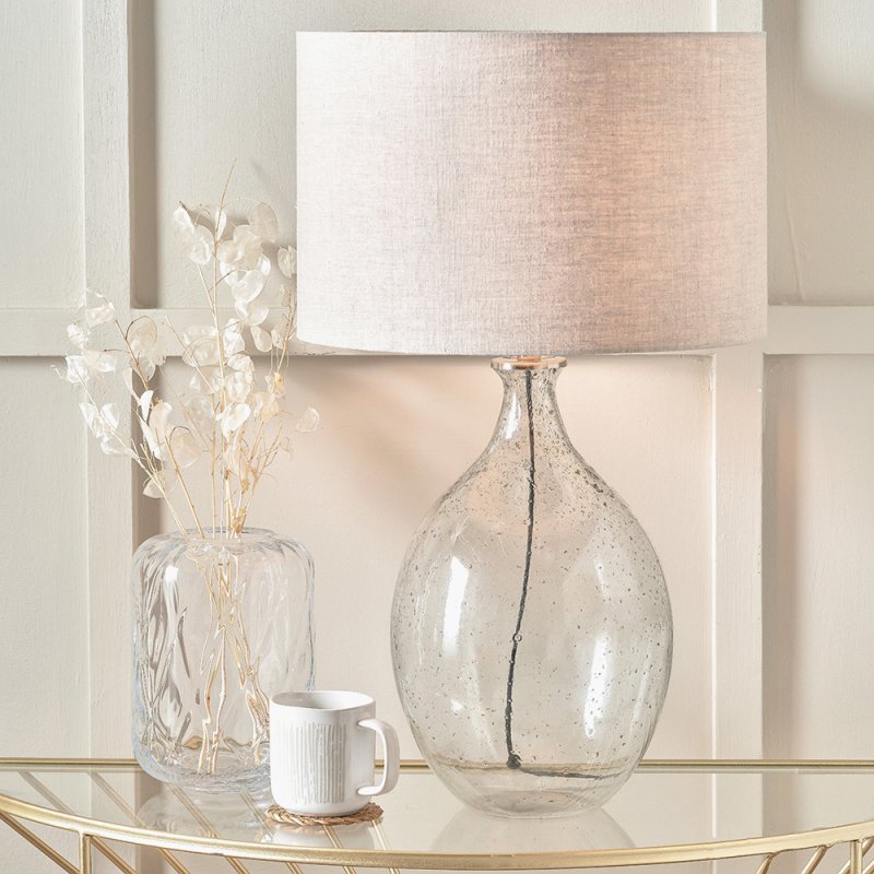 Pacific Elysia Bubble Glass Silver Metal Curved Table Lamp - Aldiss