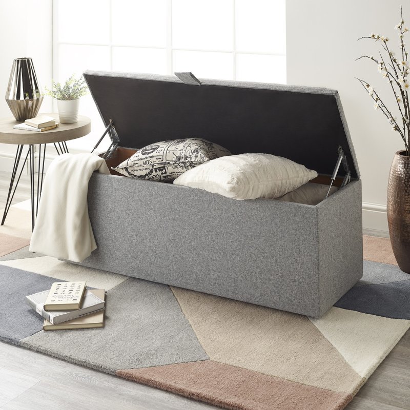 Plain Upholstered Ottoman Storage Box | Aldiss of Norfolk