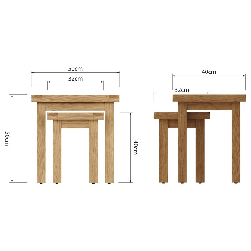 Oak nest of 2 tables store