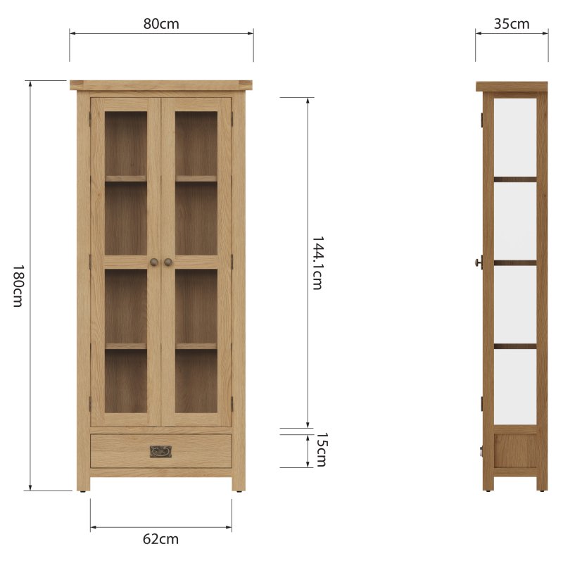 Norfolk Oak Display Cabinet Aldiss Furniture